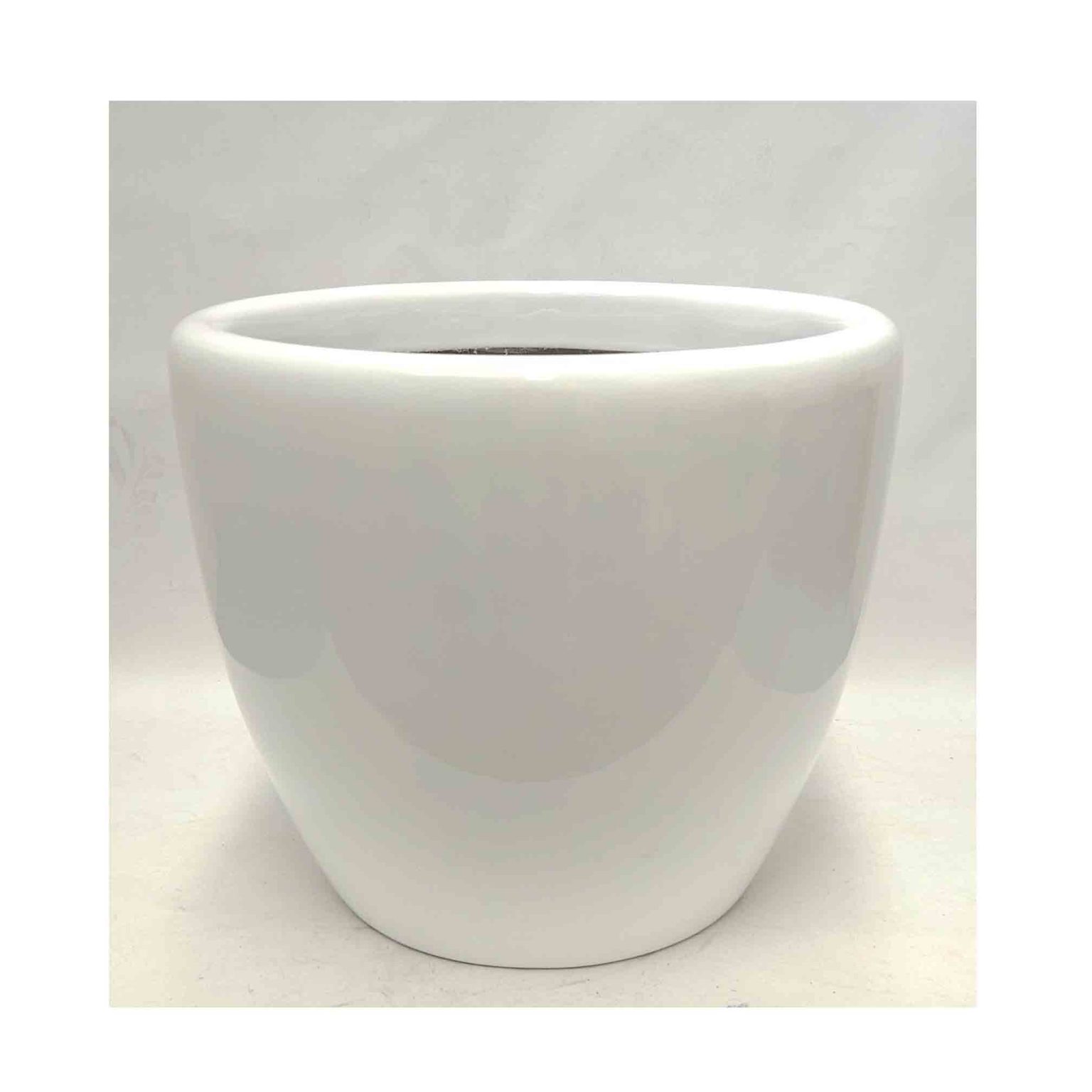 Fibreglass Pot Venetian Round 36cm Gloss White | Greenery Imports NZ